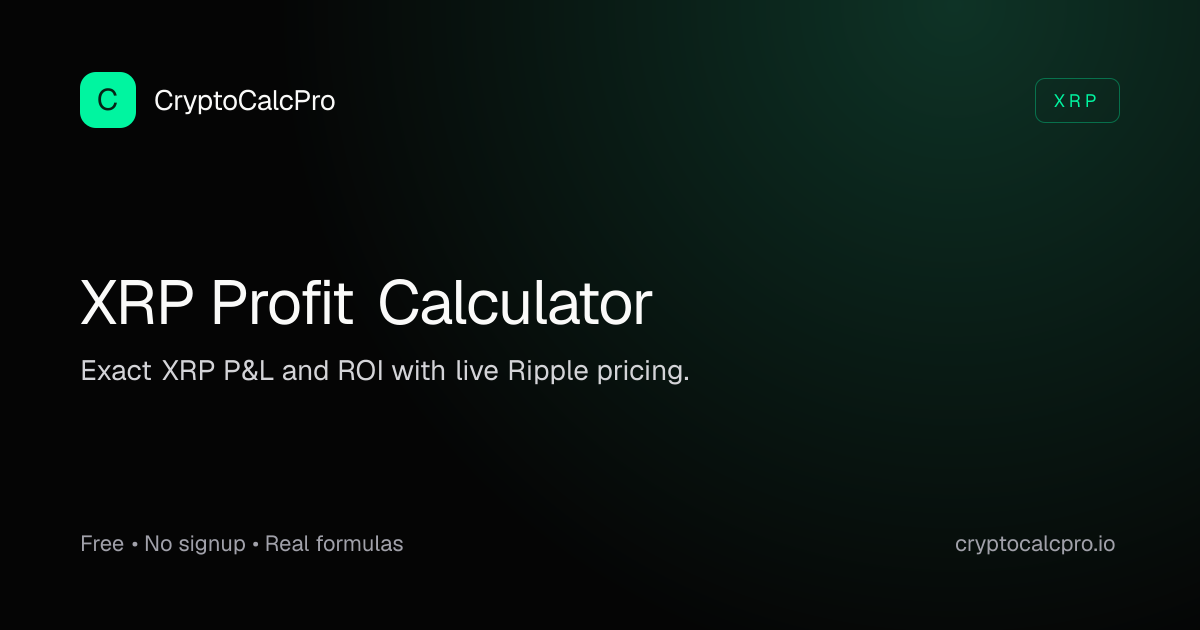 XRP Profit Calculator — XRP ROI & P&L (Live $1.03) | CryptoCalcPro